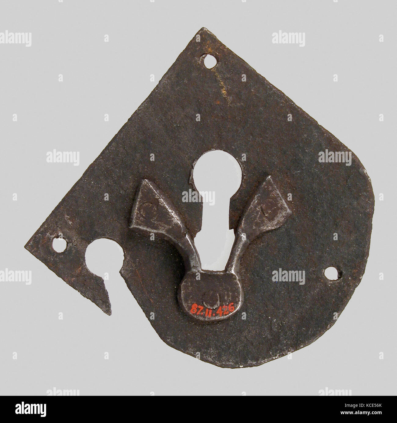 Escutcheon plate, 15th century, German, Iron, Overall: 3 1/8 x 3 1/4 x ...