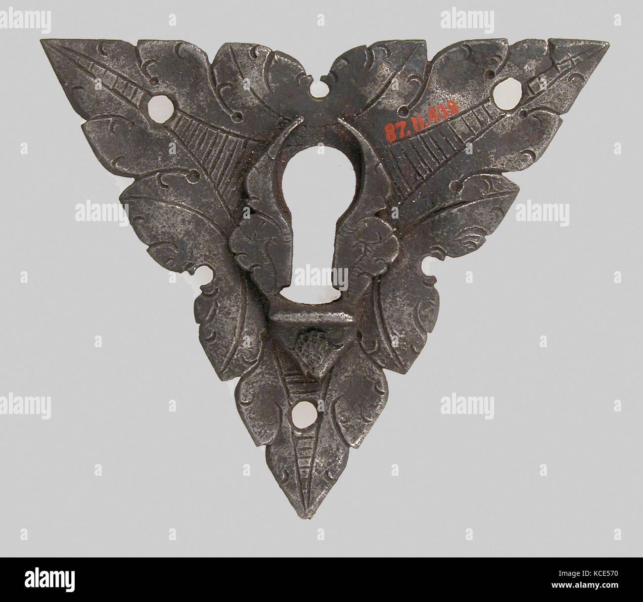 Escutcheon plate, 16th century, German, Iron, Overall: 3 x 3 1/2 x 3/8 ...