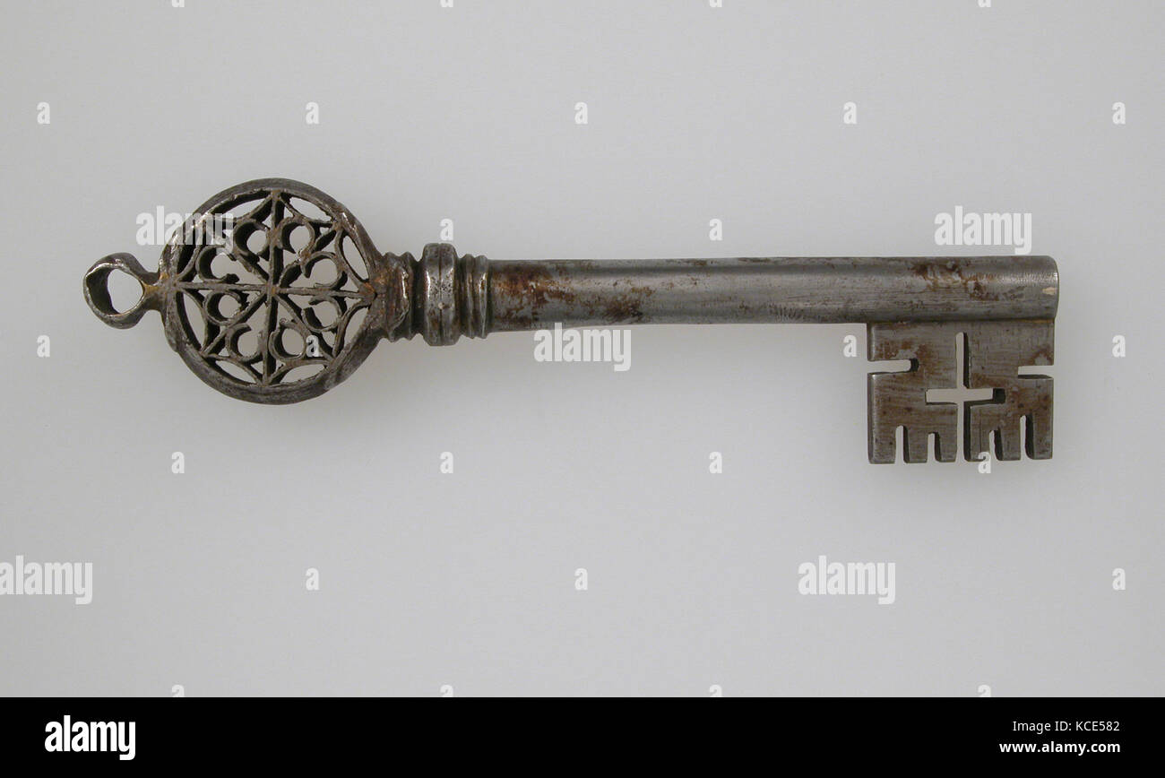 Key, 15th–16th century, Spanish, Iron, Overall: 5 1/8 x 1 9/16 x 9/16 ...