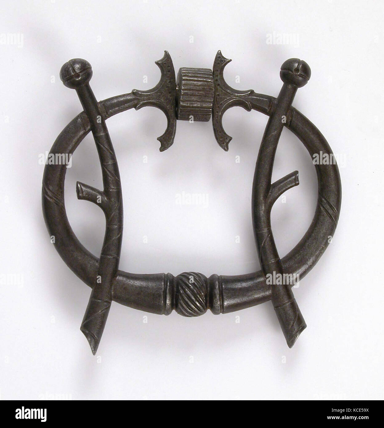 Door Handle, 16th century, German, Iron, Overall (installed with plate ...