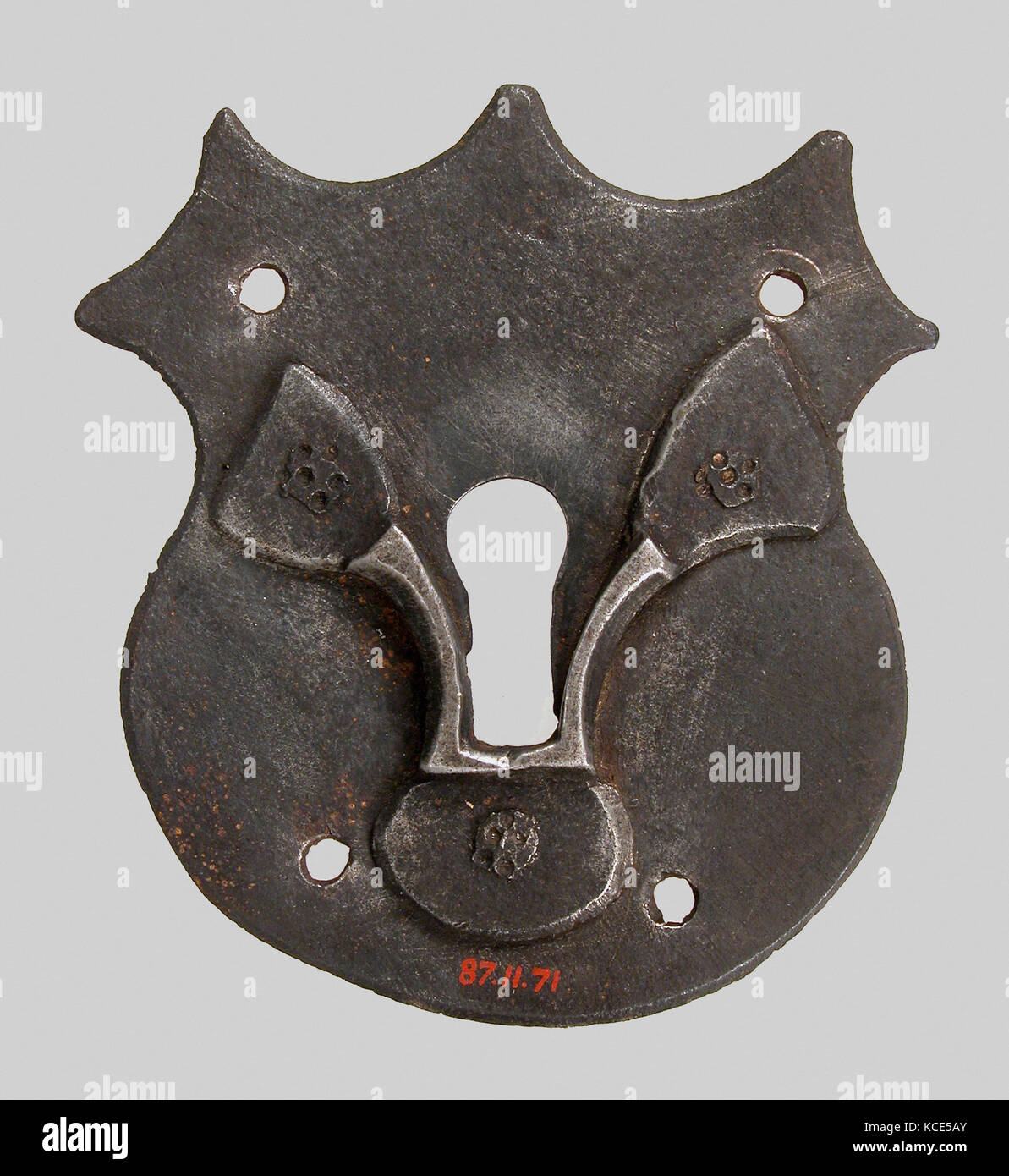 Escutcheon Plate, 16th century, German, Iron, Overall: 3 7/8 x 3 9/16 x ...