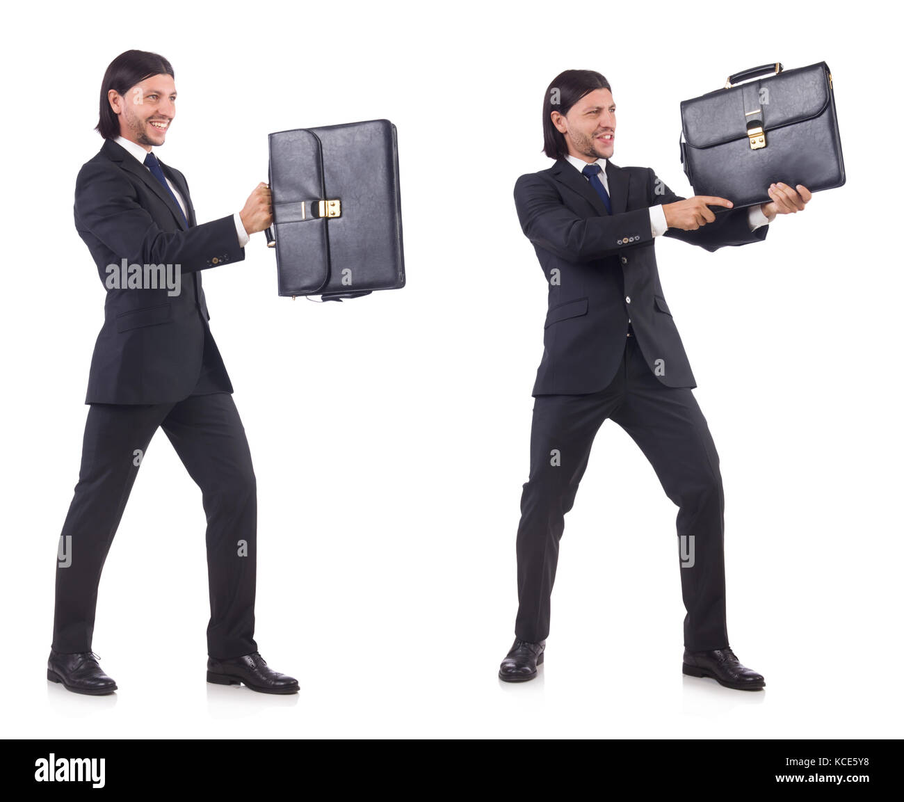 Businessman rushing isolated on the white background Stock Photo - Alamy