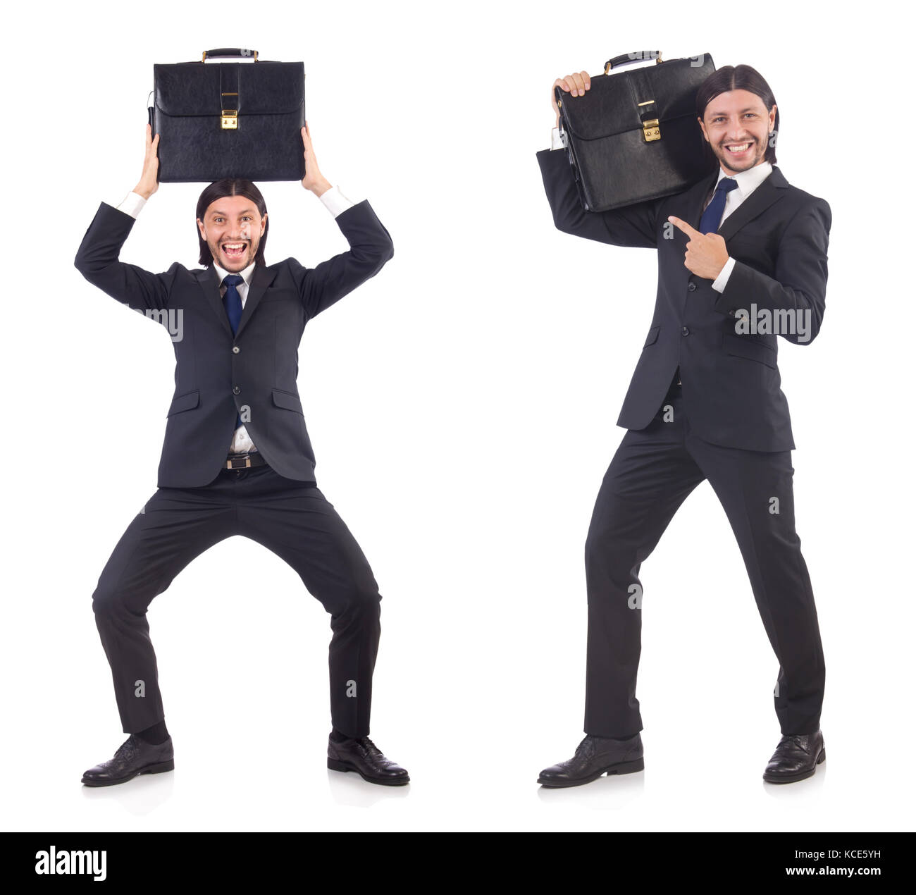 Businessman rushing isolated on the white background Stock Photo - Alamy