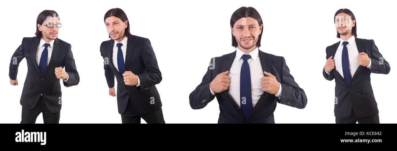 Businessman rushing isolated on the white background Stock Photo - Alamy