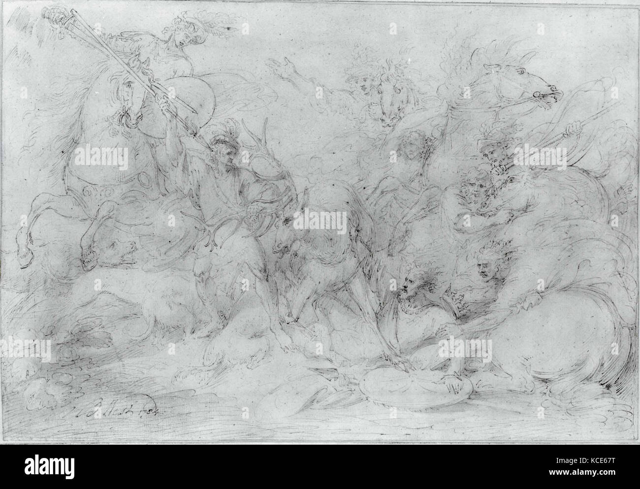 Study for "Alexander III, King of Scotland, Saved from a Stag by Colin ...