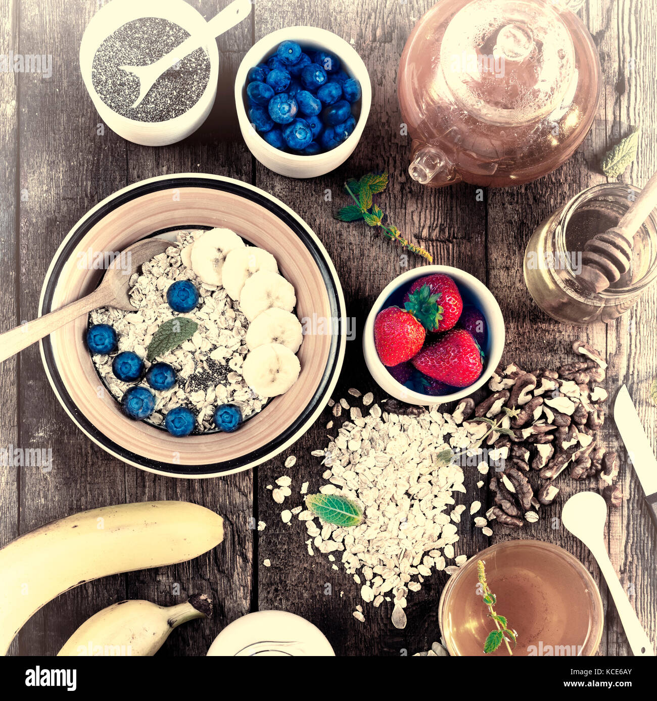 Healthy breakfast. Conception: Proper nutrition Top view closeup Stock ...