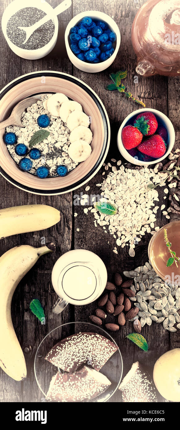 Healthy breakfast. Conception: Proper nutrition Top view closeup Stock ...