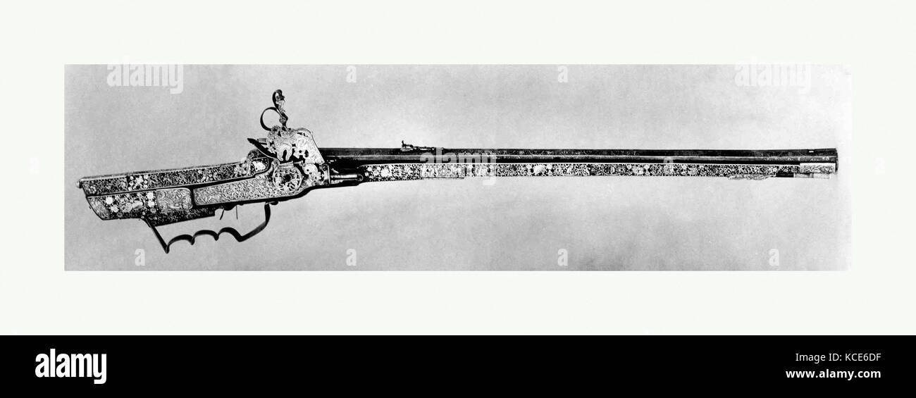 Wheellock Rifle, ca. 1650–60, Cieszyn, Silesian, Cieszyn, Steel, silver ...