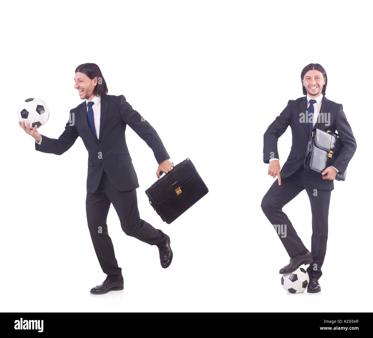 Man with football isolated on white Stock Photo - Alamy