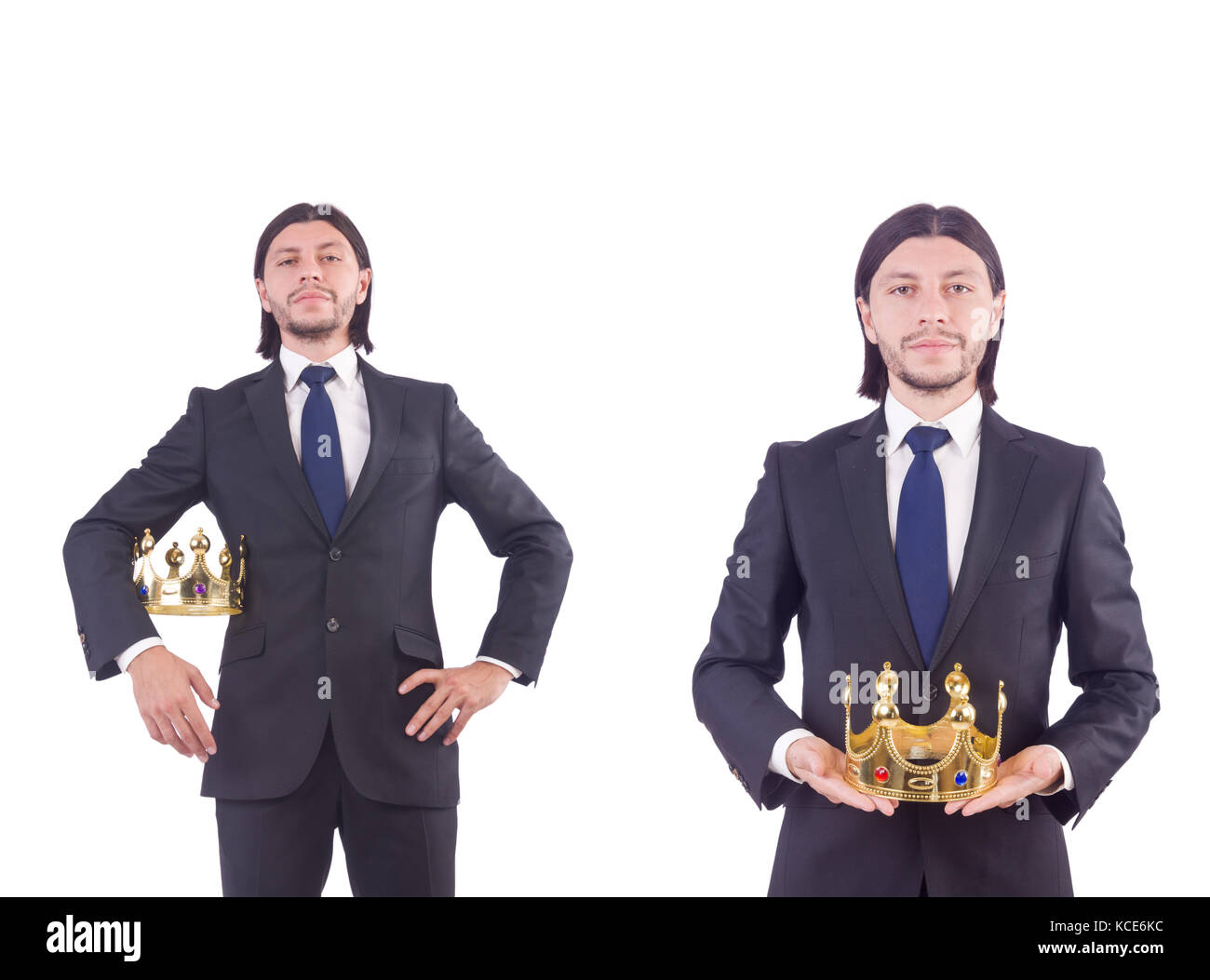 Businessman with crown isolated on white Stock Photo - Alamy