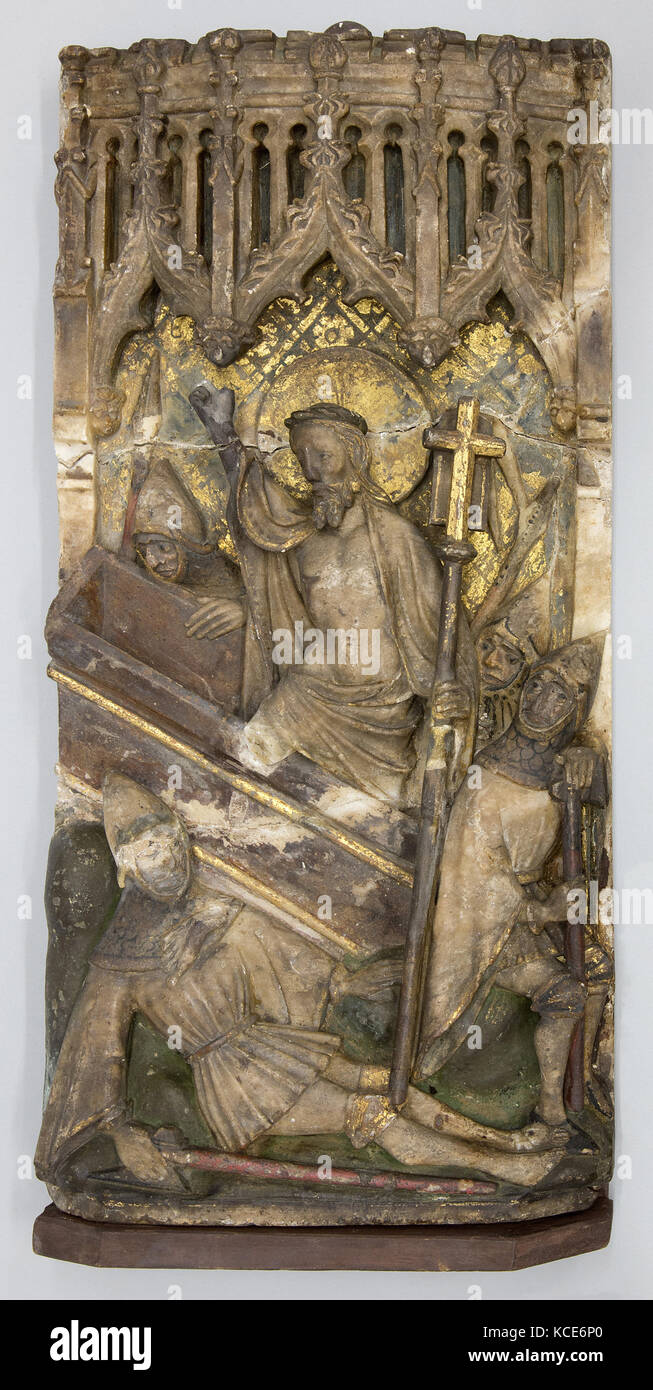The Resurrection, 15th century, British, Alabaster, gold, polychromy, H ...