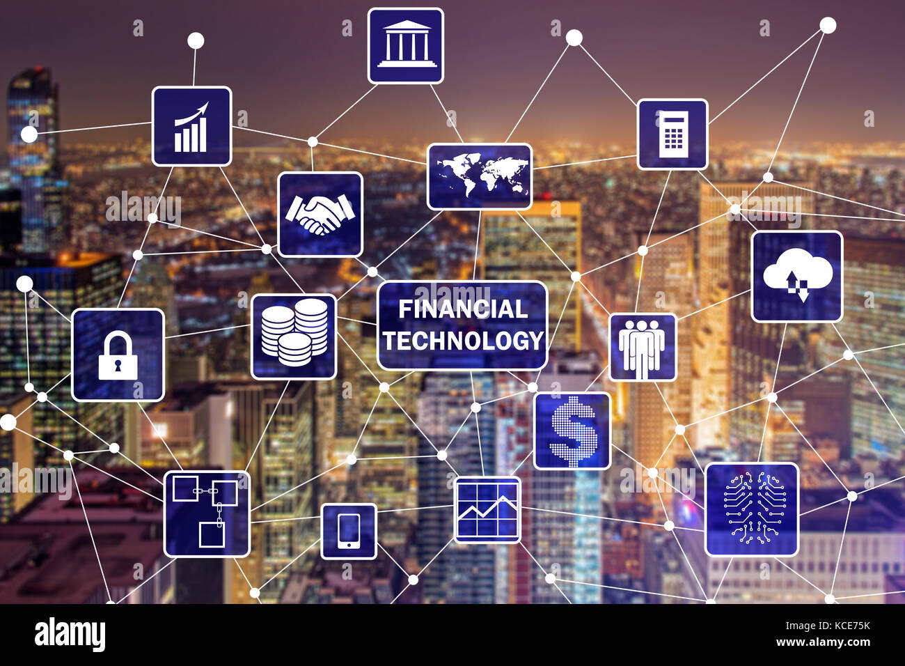 Smart city concept with fintech financial technology concept Stock ...