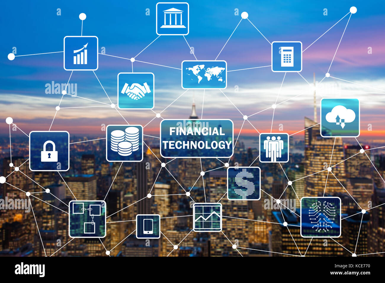 Smart city concept with fintech financial technology concept Stock ...