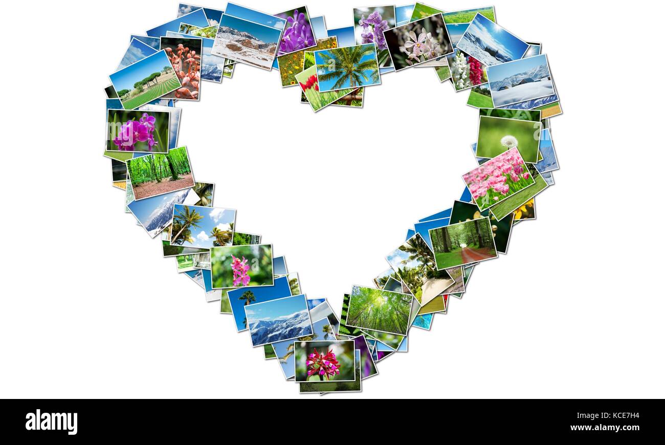 Heart shape made of nature photos Stock Photo - Alamy