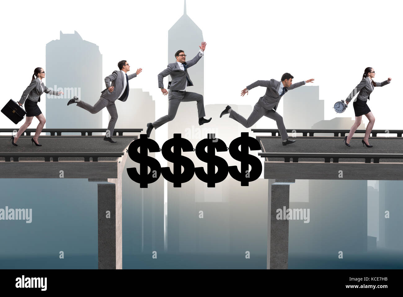 Financial concept crossing dollar bridge Stock Photo - Alamy