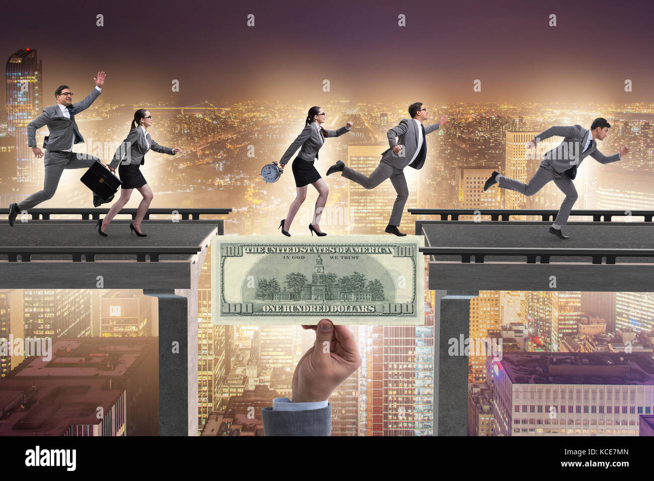 Financial concept crossing dollar bridge Stock Photo - Alamy