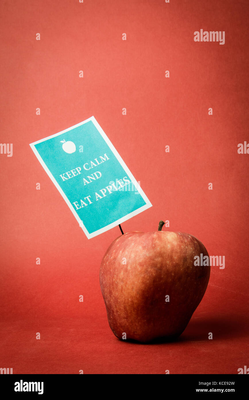 Picture of a Keep calm and eat apples. Healthy Food concept Stock Photo ...