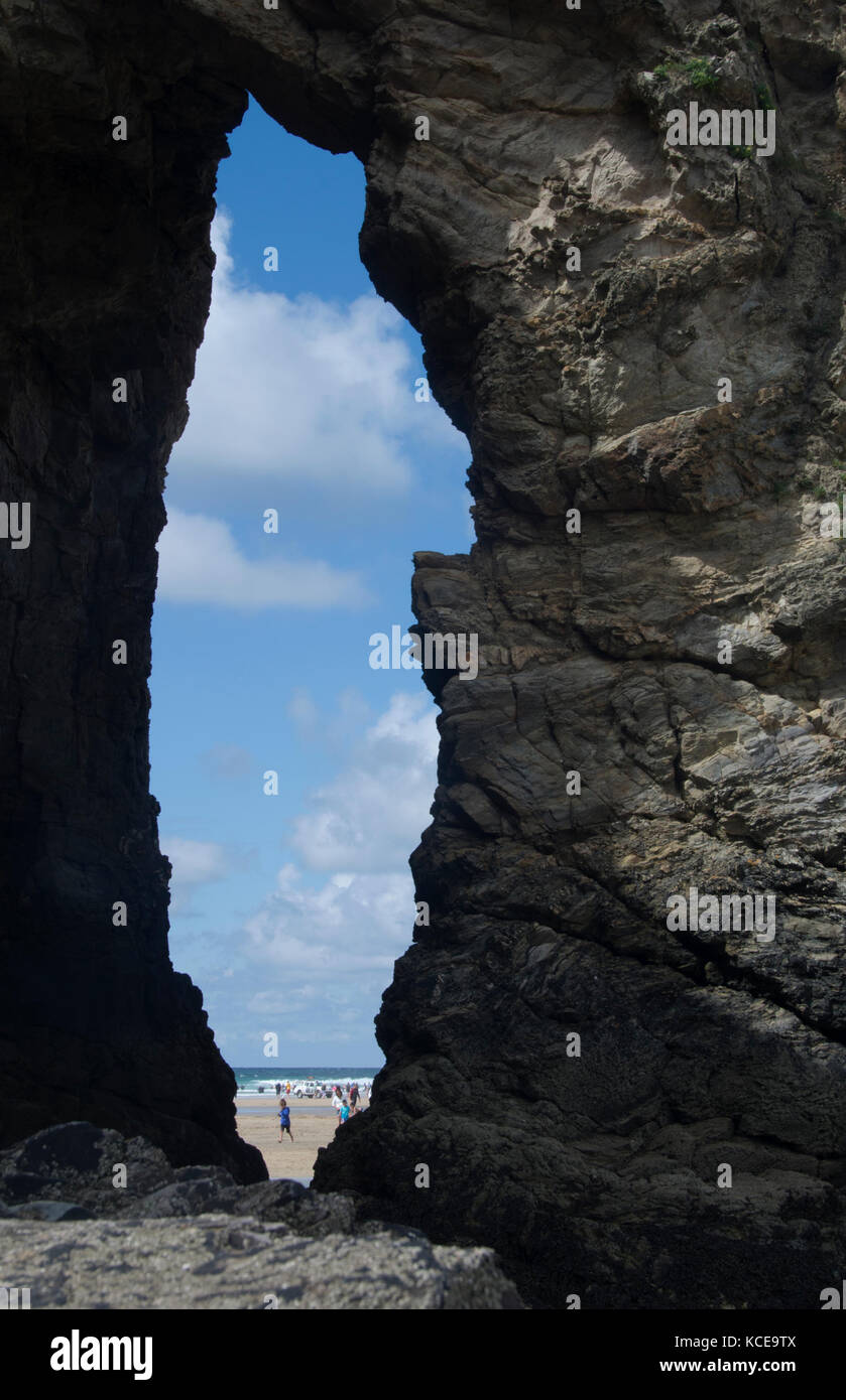 CORNWALL; PERRANPORTH; ARCH ROCK Stock Photo - Alamy