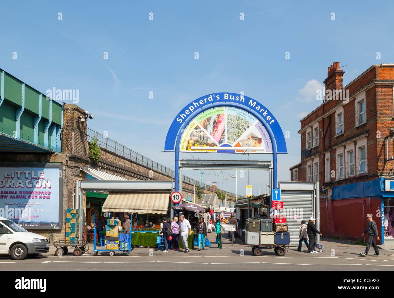 Entrance to Shepherd's Bush Market on the east side of the railway ...