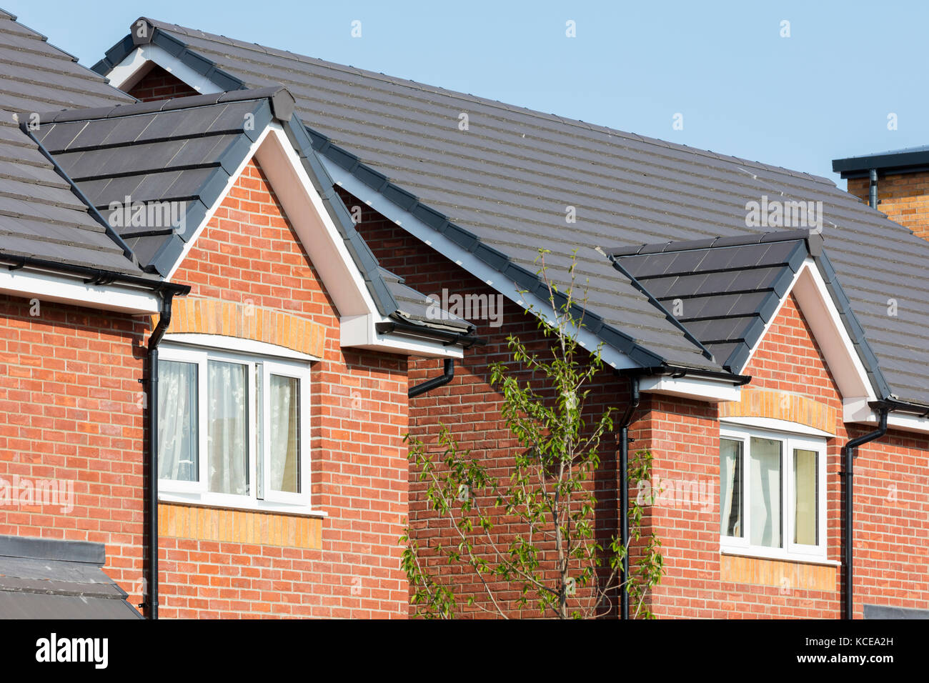 New build homes in traditionlal style of brick and pitched roof. Wales ...
