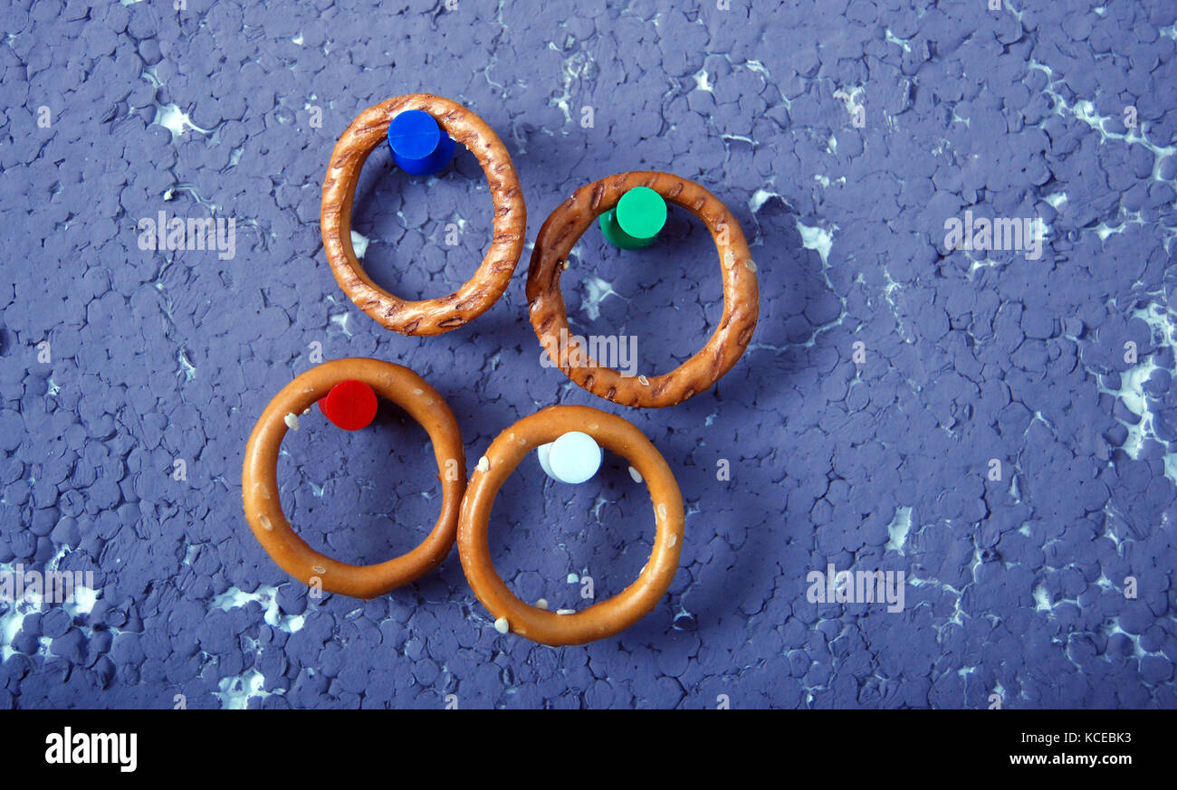 Picture of a ring crackers on a blue background Stock Photo - Alamy