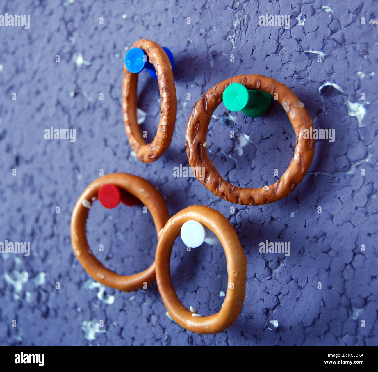 Picture of a ring crackers on a blue background Stock Photo - Alamy