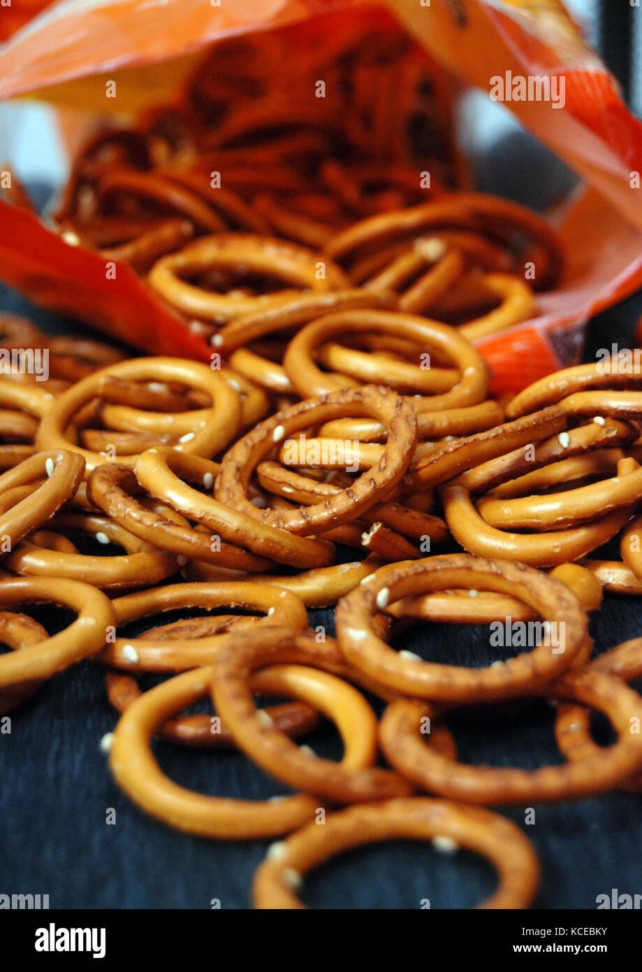 Picture of a ring crackers on a blue background Stock Photo - Alamy