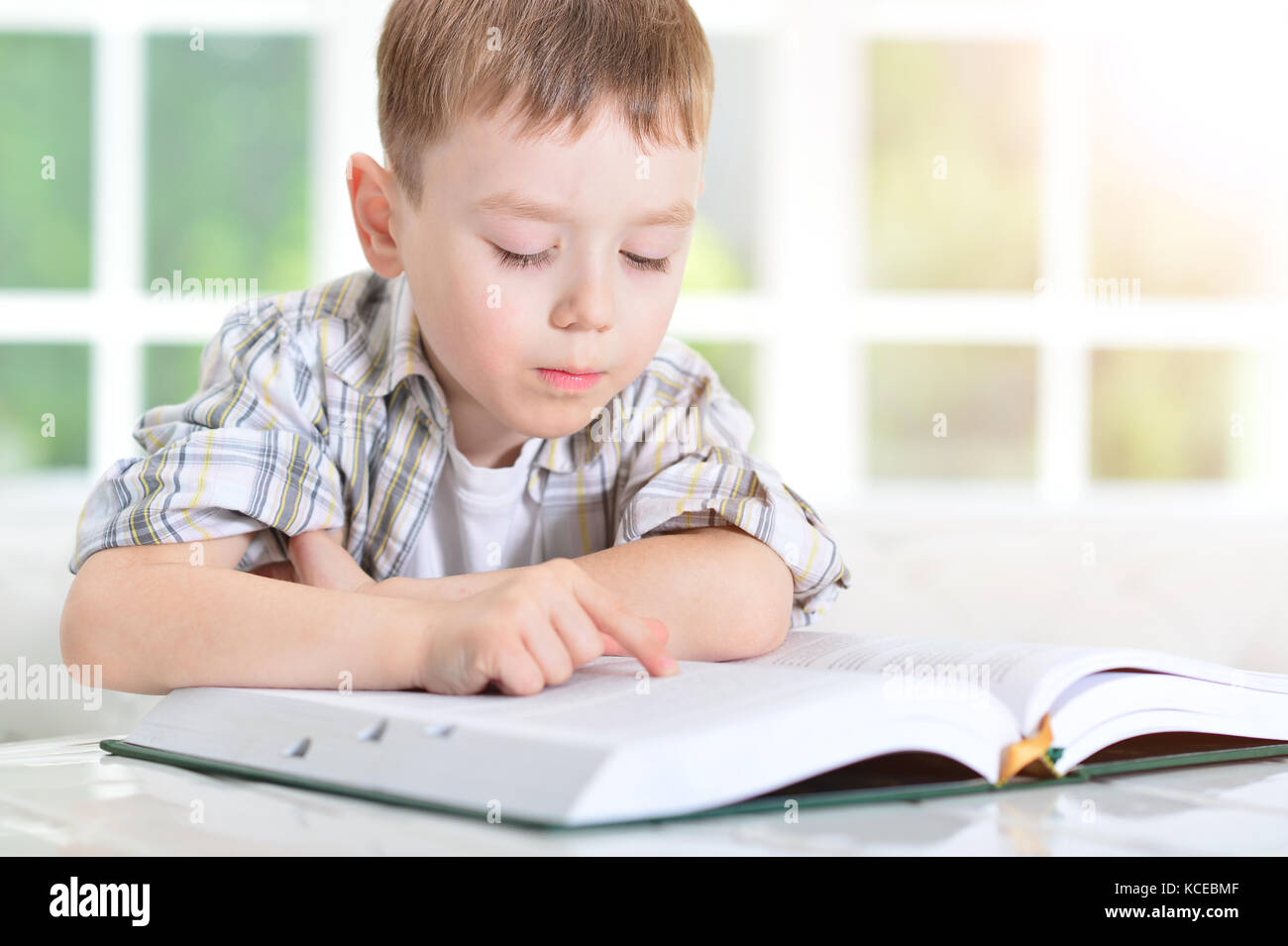 Young boy doing homework Stock Photo - Alamy