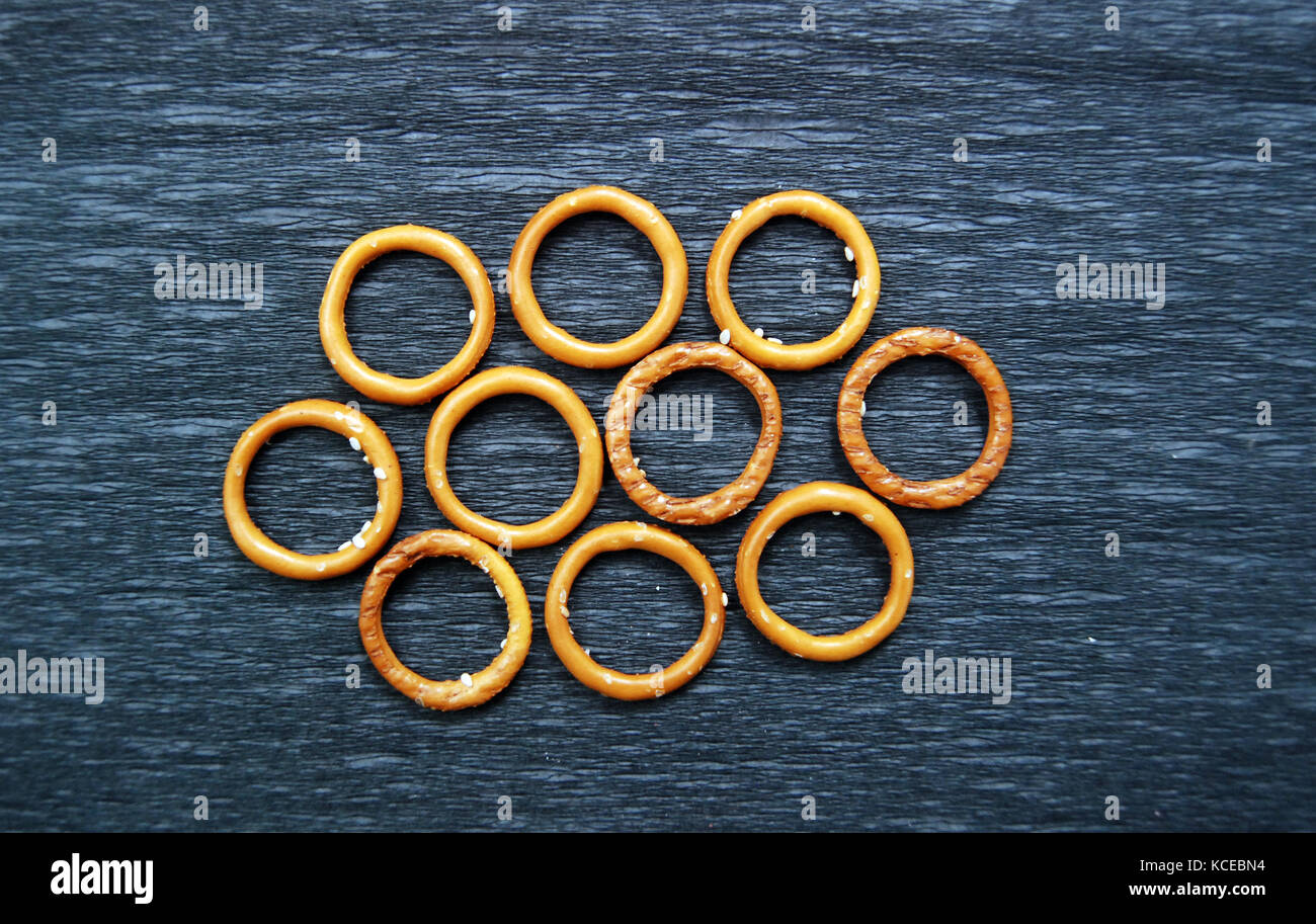 Picture of a ring crackers on a blue background Stock Photo - Alamy