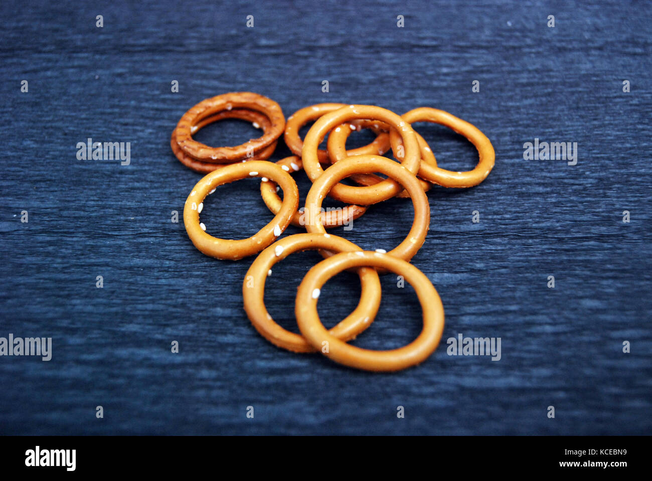 Picture of a ring crackers on a blue background Stock Photo - Alamy