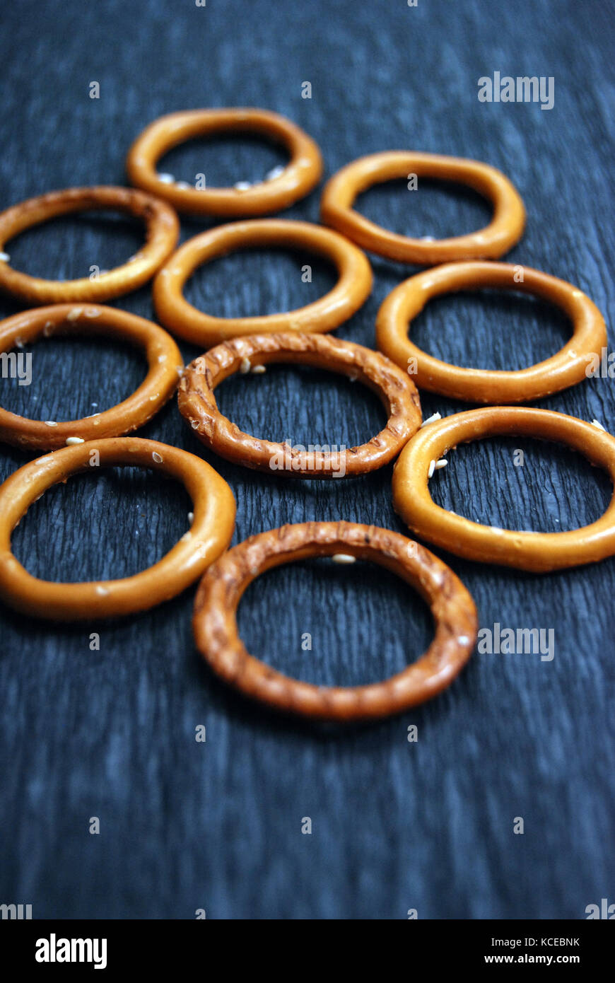 Picture of a ring crackers on a blue background Stock Photo - Alamy