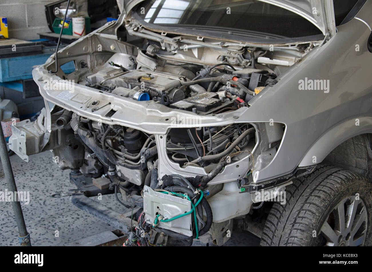 View of the deformed bodywork of a incidented car Stock Photo - Alamy