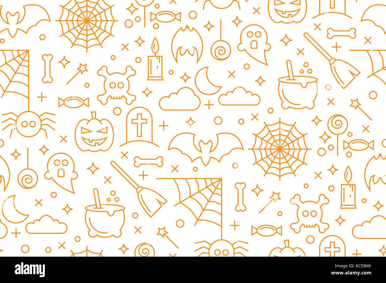 Happy Halloween line icons set. Vector illustration of abstract ...