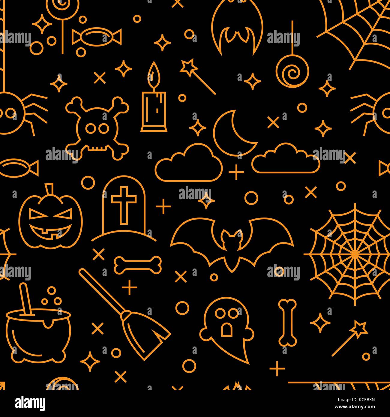 Happy Halloween line icons set. Vector illustration of abstract ...