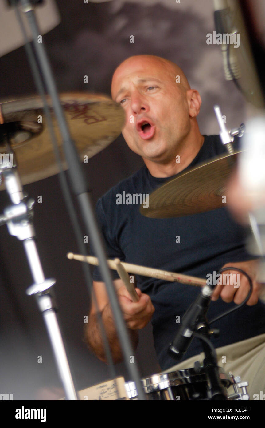 George Schwindt of Flogging Molly performs at the 2007 Vans Warped Tour ...
