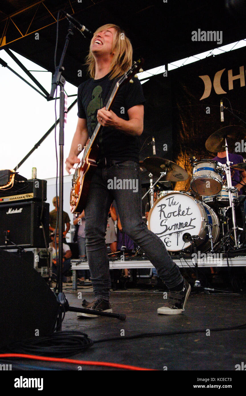 Bryce Avary of The Rocket Summer performs at the 2007 Vans Warped Tour ...