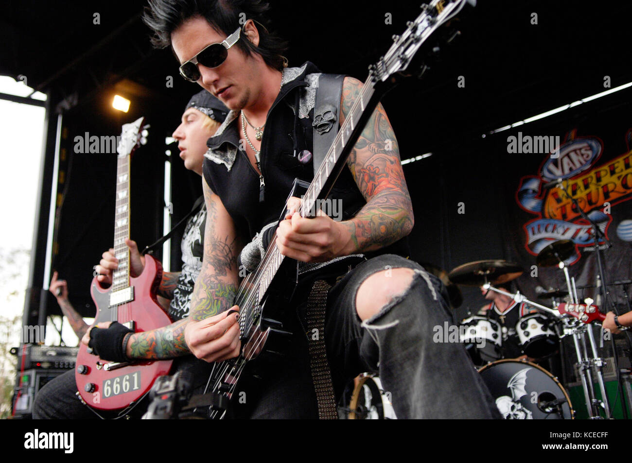 (L-R) Zacky Vengeance, Synyster Gates of Avenged Sevenfold performs at ...