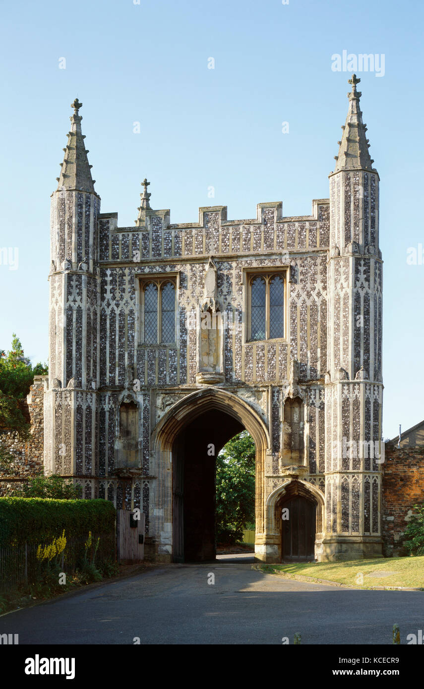 ST JOHN'S ABBEY GATE, Colchester, Essex. Exterior view from the North ...