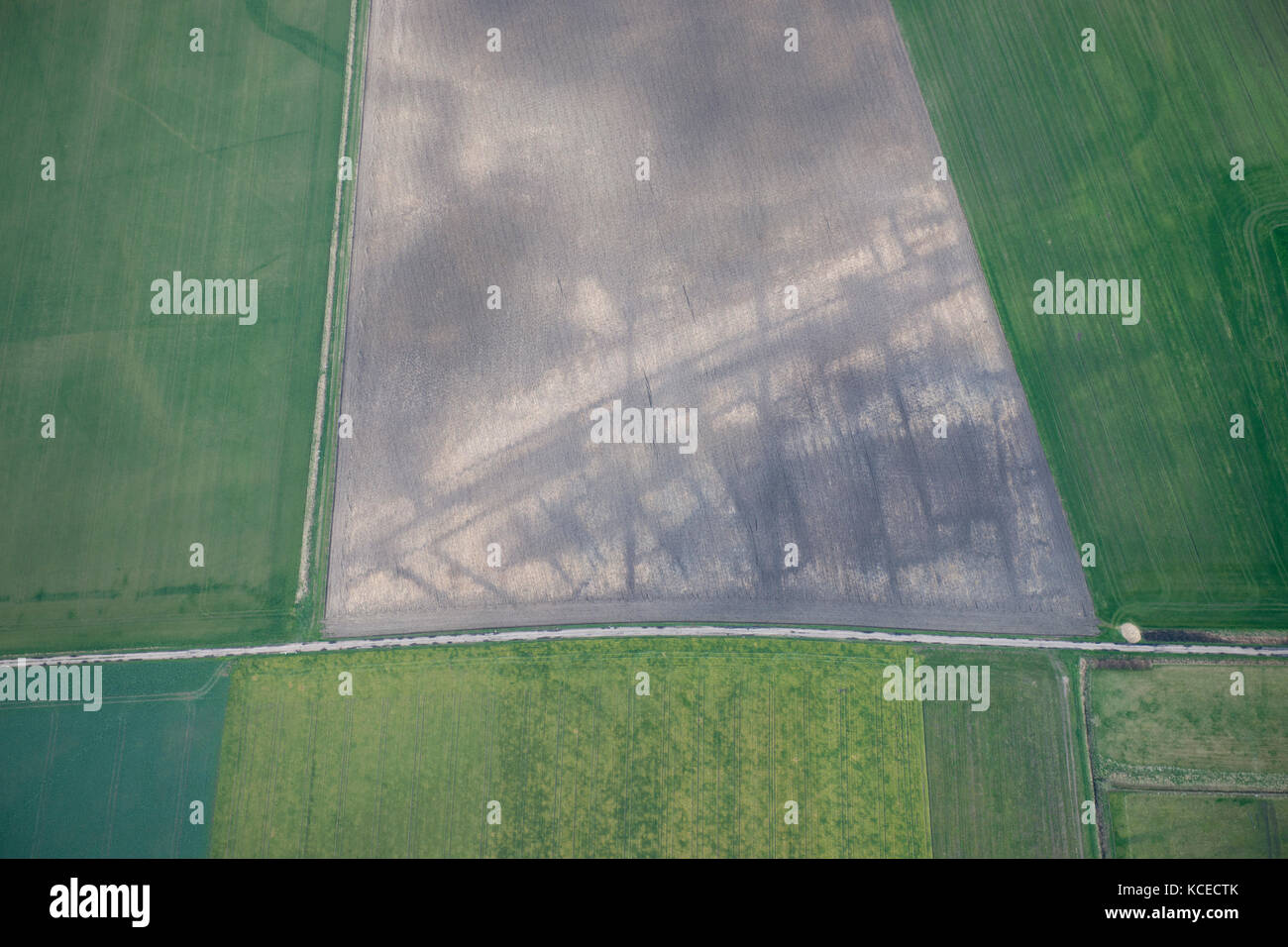 March, Cambridgeshire. Soilmarks showing part of a Roman settlement ...