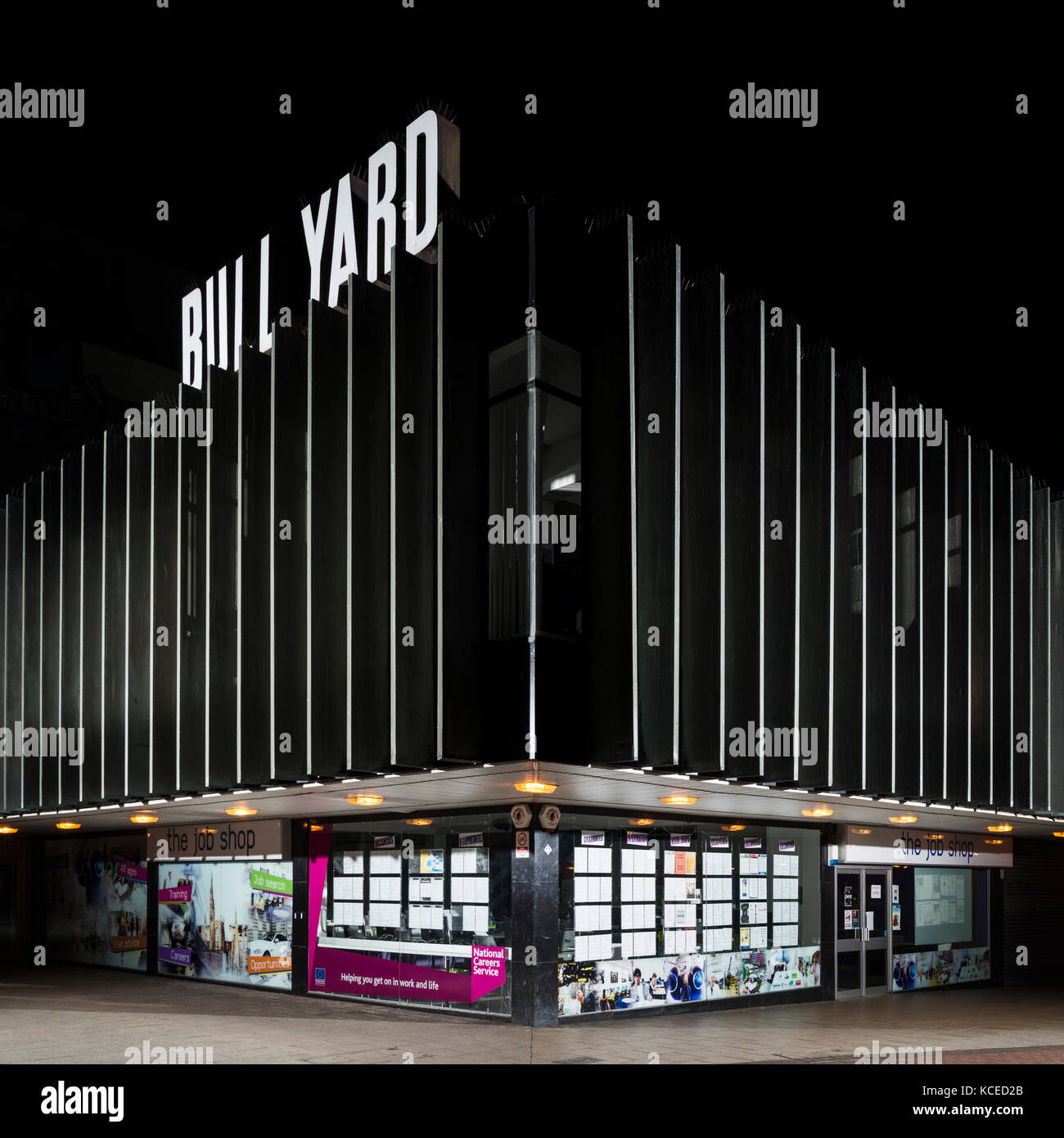 Bull Yard, Coventry, West Midlands. Exterior, detail showing fins ...