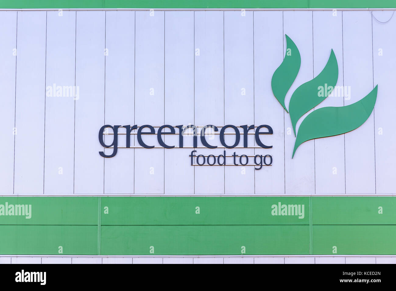 Northampton UK October 3, 2017: Greencore Food Group logo sign on ...