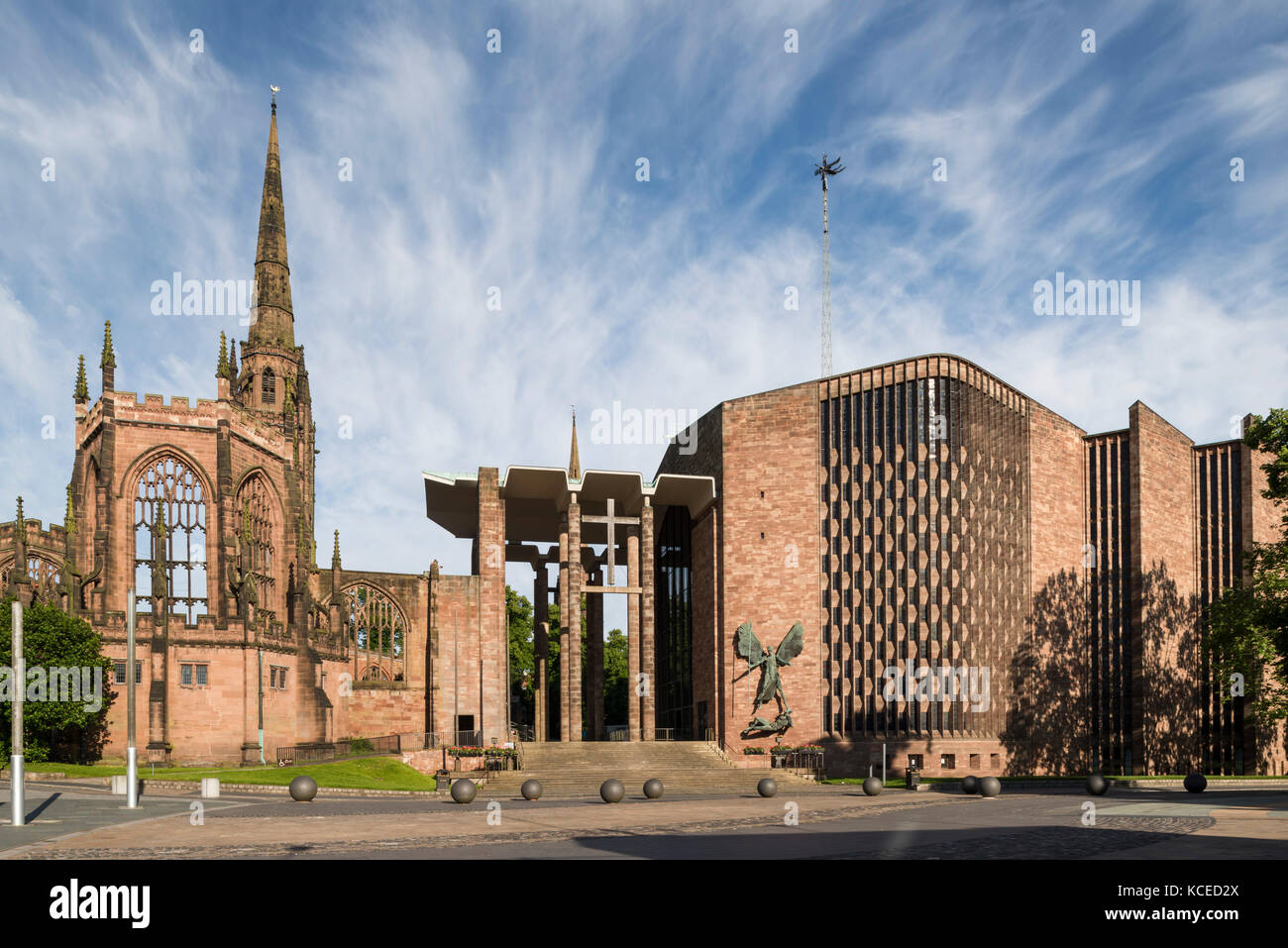 St Michael's Cathedral, Coventry, West Midlands. Both old and new ...