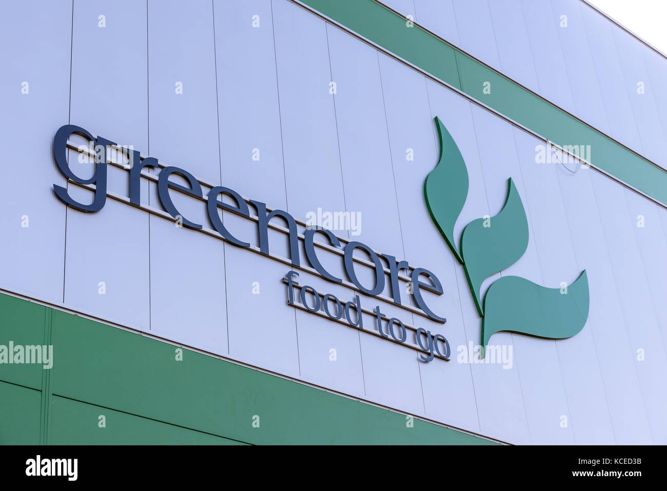 Northampton UK October 3, 2017: Greencore Food Group logo sign on ...