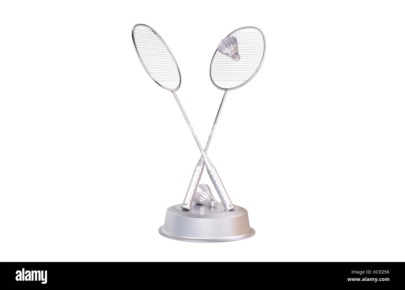 Badminton Silver Trophy with a white background Stock Photo - Alamy