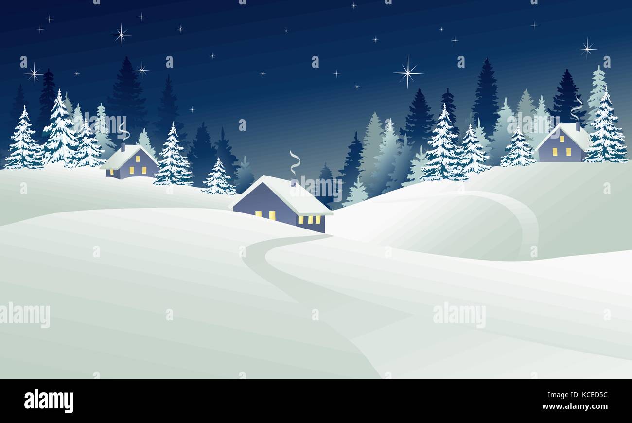 Panoramic landscape snowy trees Stock Vector Images - Alamy