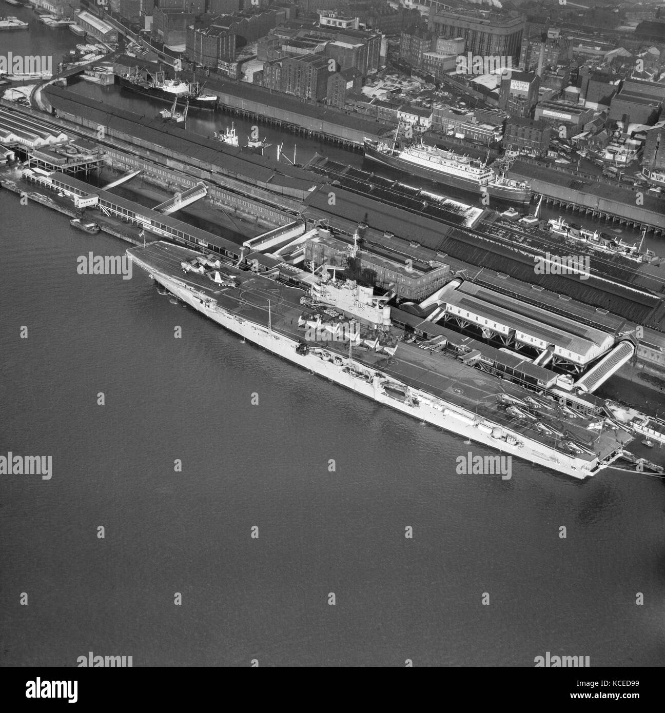 HMS Centaur docked in Liverpool. February 1963. One of the Centaur ...