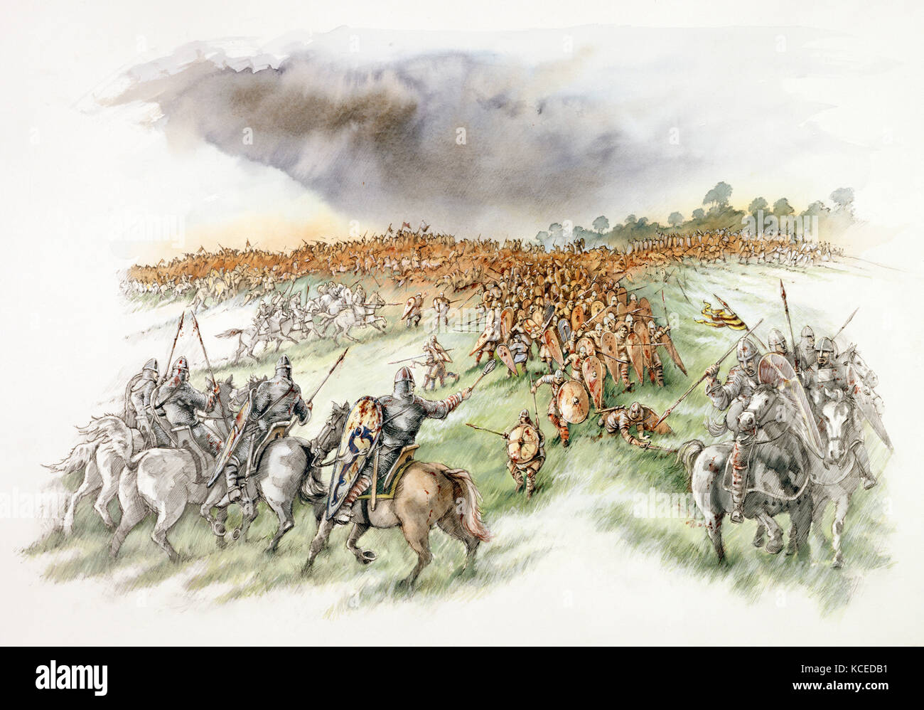 BATTLE ABBEY, East Sussex. Battle of Hastings reconstruction drawing by ...