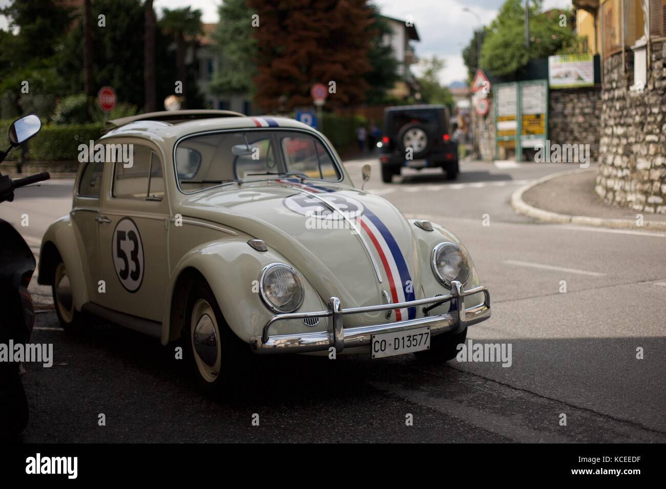 Volkswagen beetle with Herbie livery. Taken in Italy near lake como ...