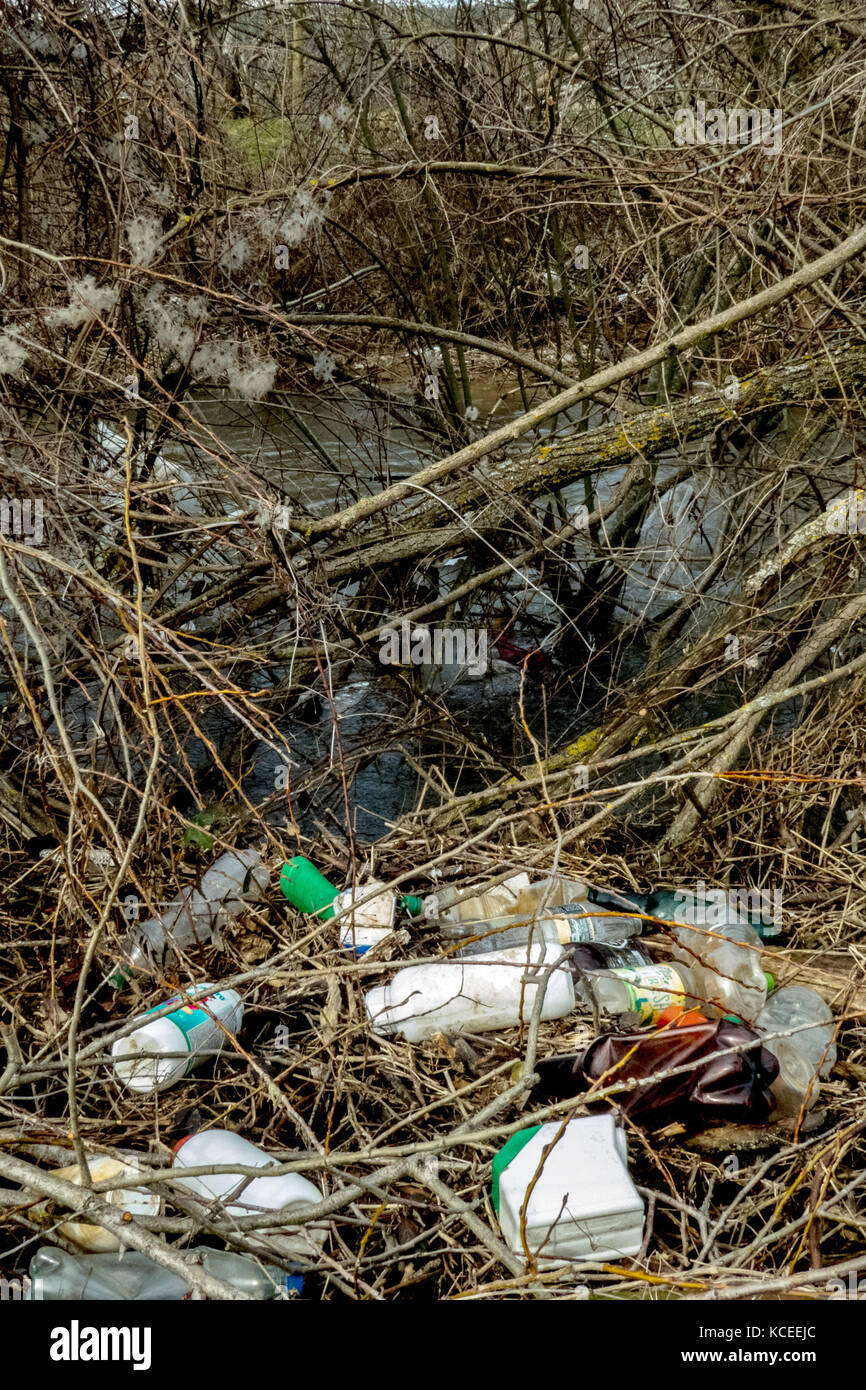 Pet pollution, picture of a plastic garbage, pollution concept Stock ...