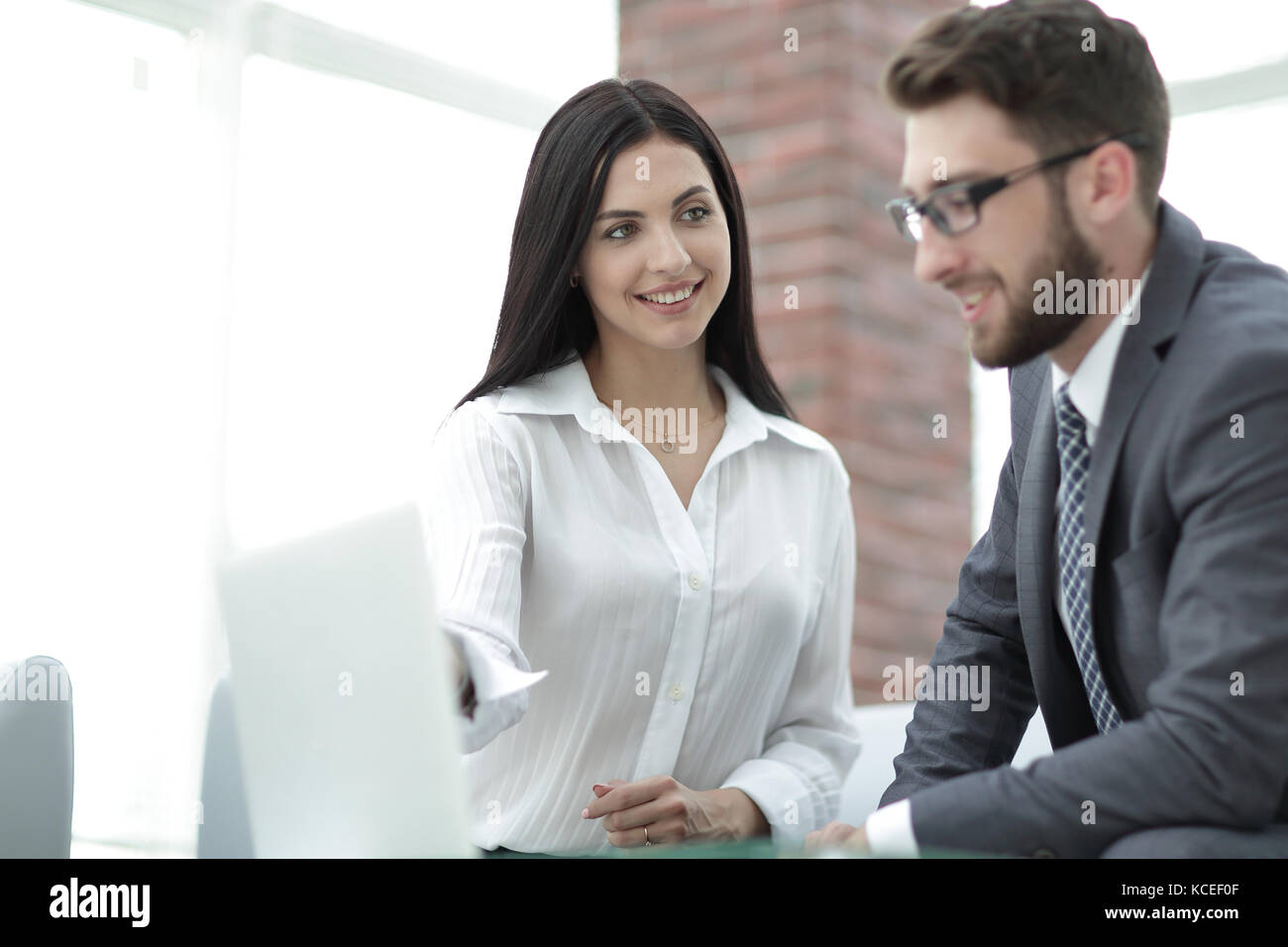 close-up of company employees communicating in the office Stock Photo ...